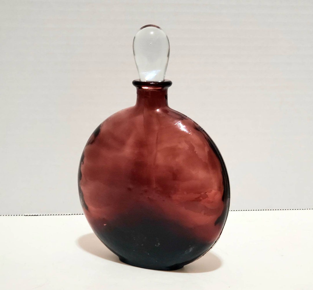 Vintage Purple Glass Circle Perfume Bottle - Etsy