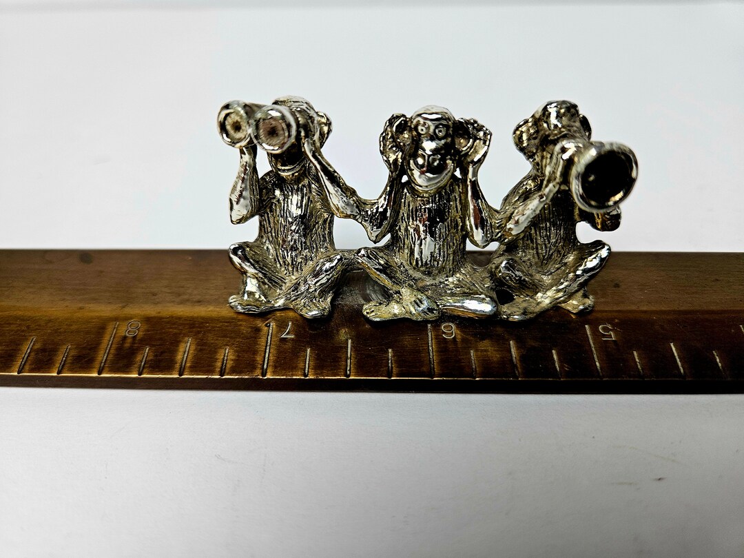 Vintage Brass Three Wise Monkeys Ruler: Office Decor Paperweight - Etsy