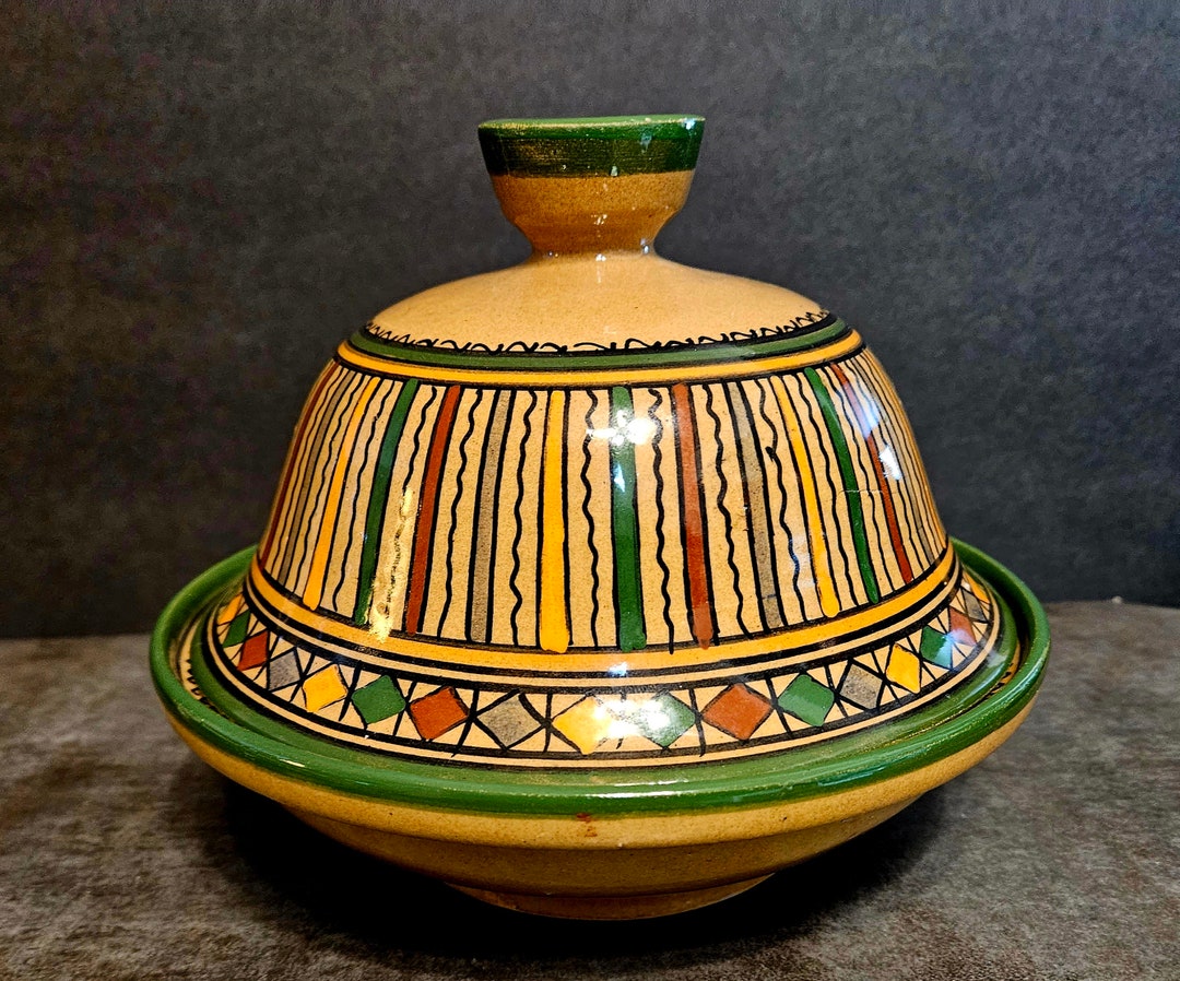Vintage Handmade, Hand Painted Tagine Pot Fes Naji Pottery Moroccan ...