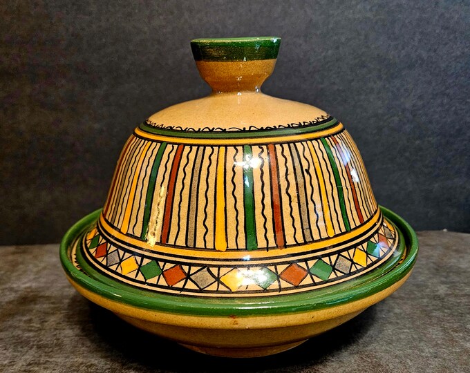 Vintage Handmade, Hand Painted Tagine Pot Fes Naji Pottery Moroccan ...