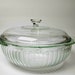 Vintage Pyrex Covered Casserole Baking Dish Green Tinted Ribbed Glass ...
