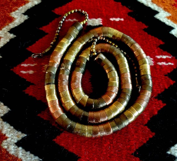 Vintage Duotone Copper and Brass Serpentine Coil Neck… - Gem