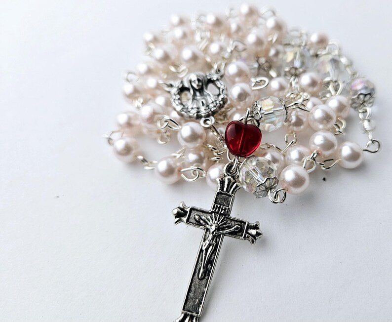 Pretty in Pink Catholic Rosary Pink Pearl With Blessed Mary Center - Etsy