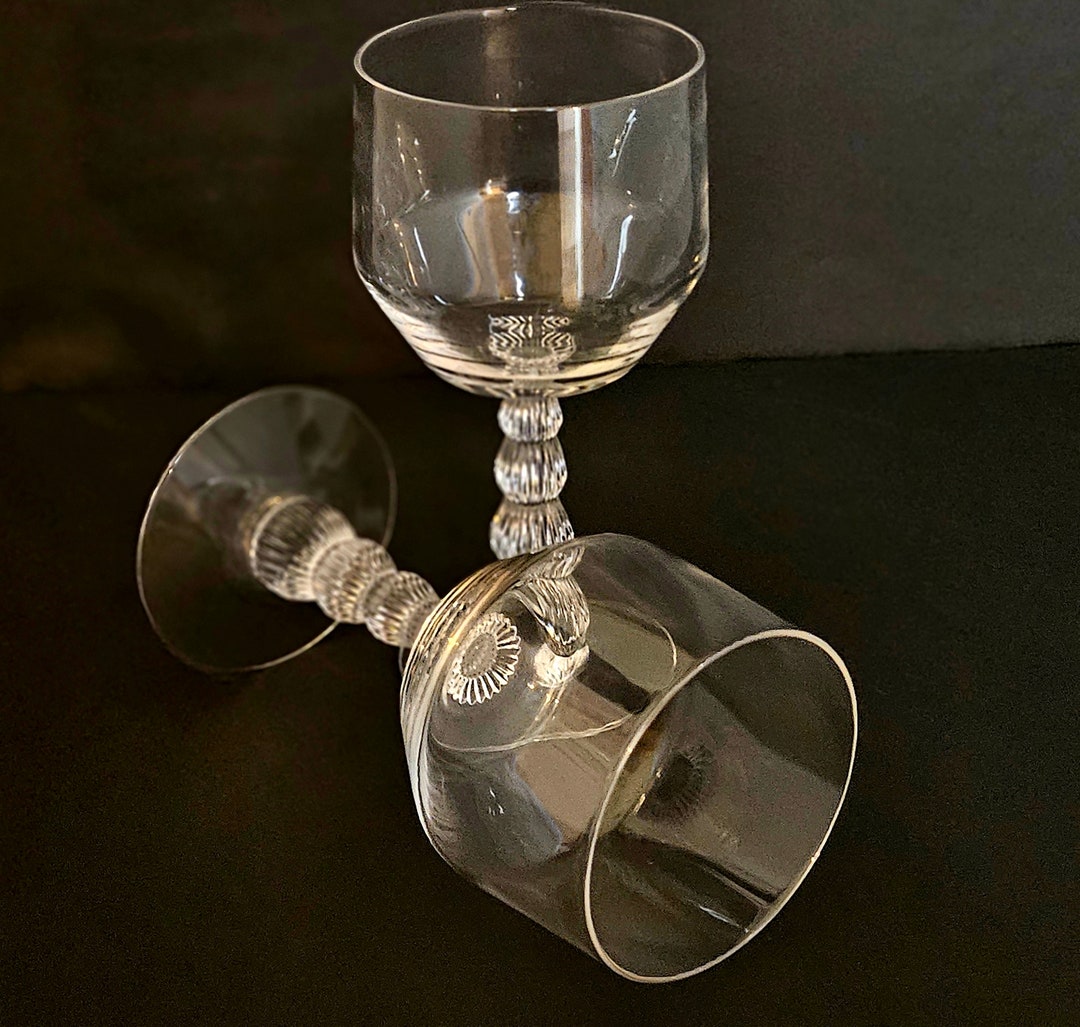 Vintage Tiffin Franciscan Crystal Goblets: Cascade Ribbed Stemware, Set ...
