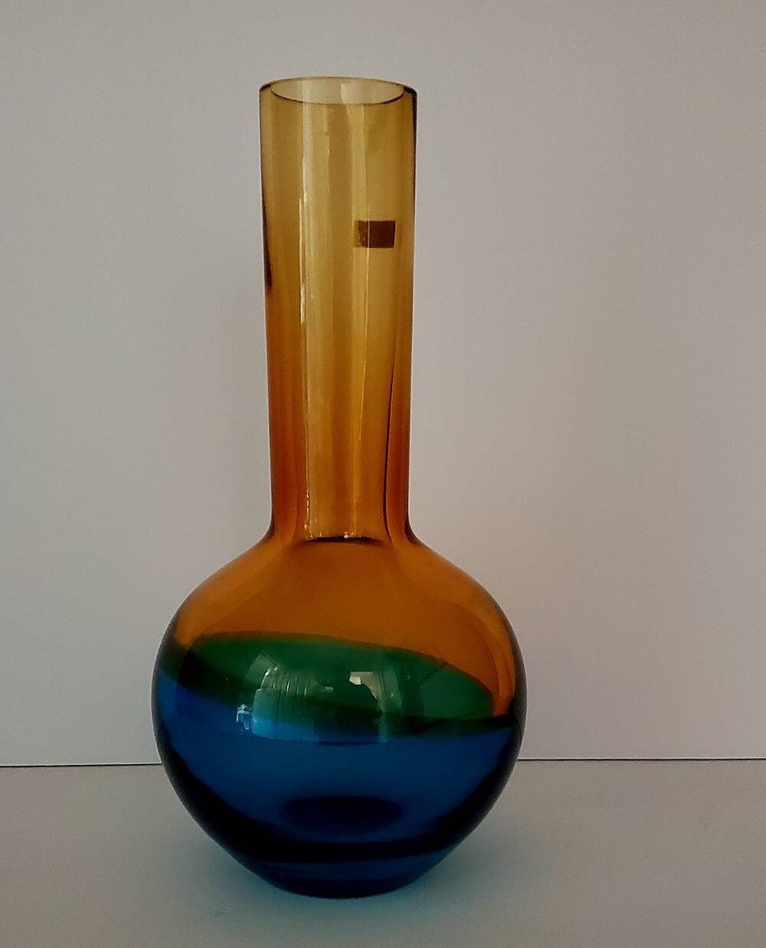 Vintage Waterford Crystal Evolution Vase Turquoise and Amber 12" Blue ...