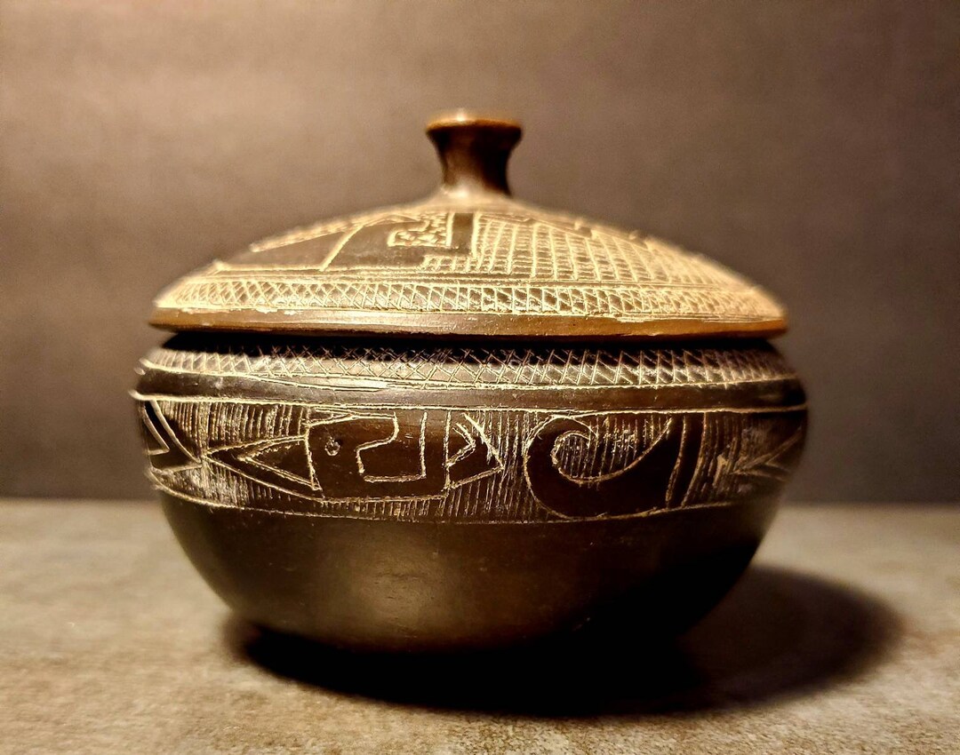 Vintage Handmade Decorative Pottery Bowl With Lid - Etsy