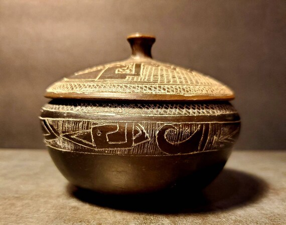 Vintage Handmade Decorative Pottery Bowl With Lid | Etsy