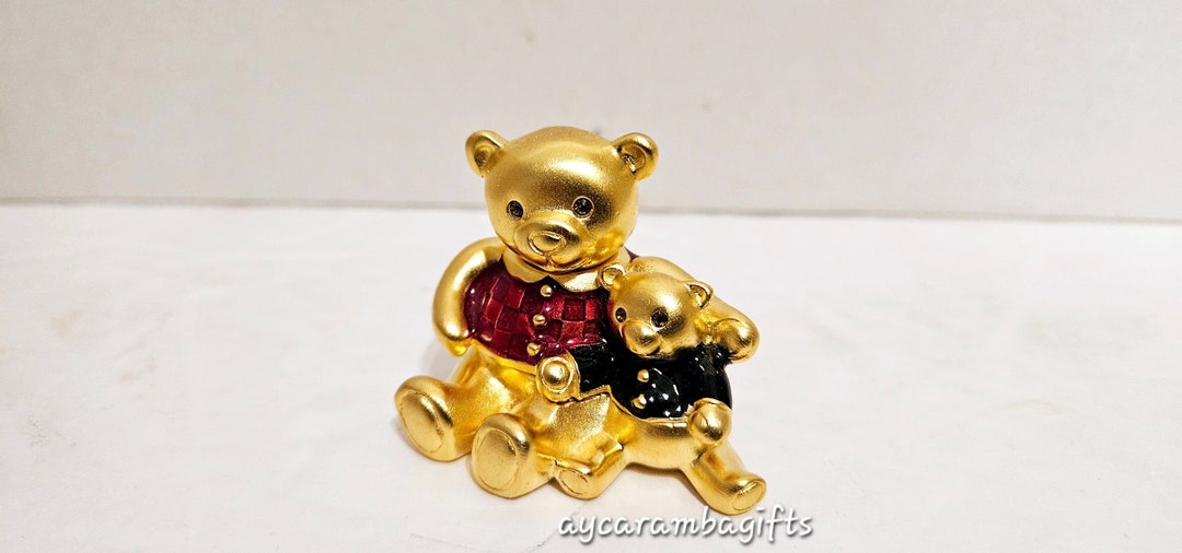 Vintage "beautiful" Perfume Golden Teddy Bear Perfume Cake Compact by ...