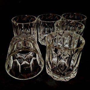 Vintage Crown Royal Diamond Panel Whiskey Cocktail Highball Glass Set 6 ...