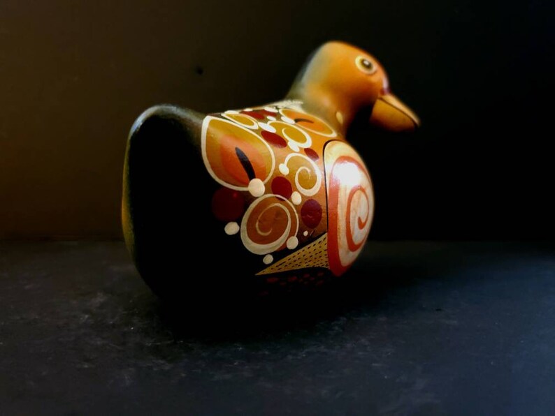 Vintage Hand Painted Mexican Folk-art Pottery Duck Signed Regin Mexico ...