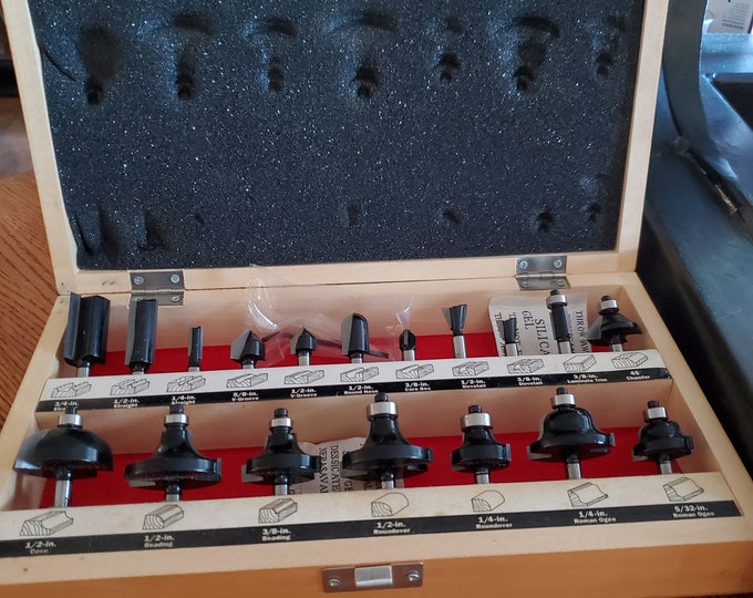 SEARS CRAFTSMAN CARBIDE 18-piece Router Bit Set With Wooden Case - New ...