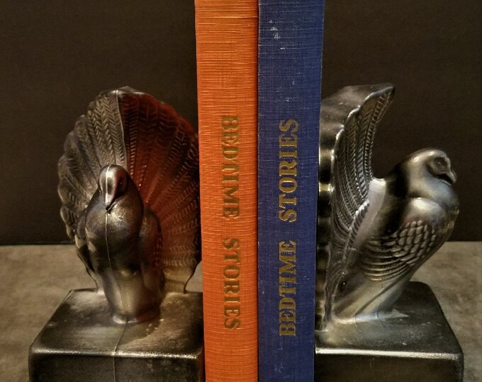 Vintage Art Deco Silver Finish Solid Bronze Pigeon Bookends| Dove Fan ...