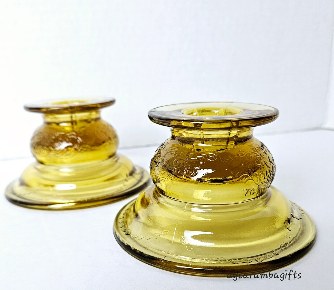 Madrid Pattern Amber Single Glass Candlestick Holder Recollection by ...
