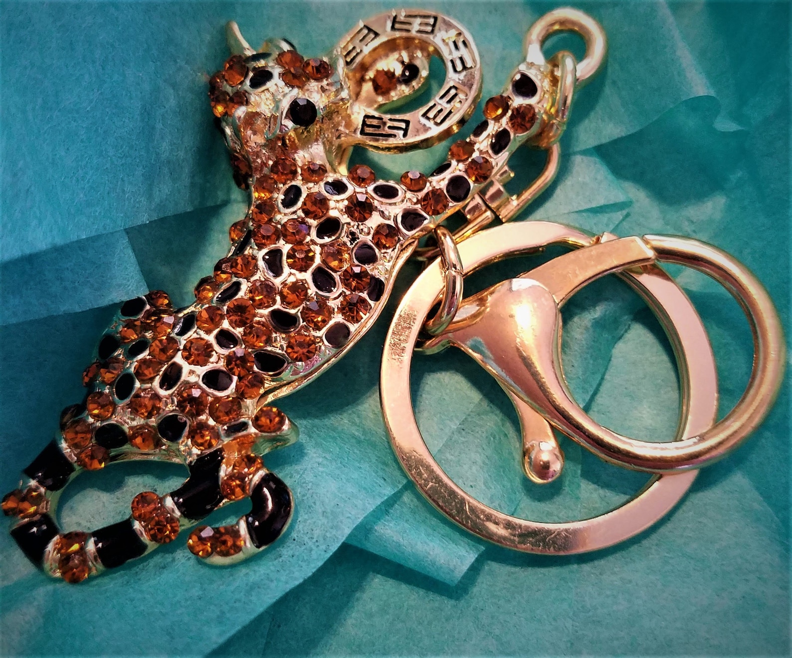 Effy Black and Amber Crystal Gold Tone Panther Keychain - Etsy