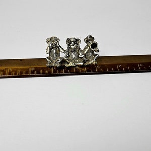 Vintage Three Wise Monkey's Solid Brass Ruler Paperweight/office Decor ...