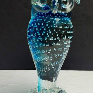 Vintage Blown Blue Art Glass Controlled Bubble Owl Figurine - Etsy