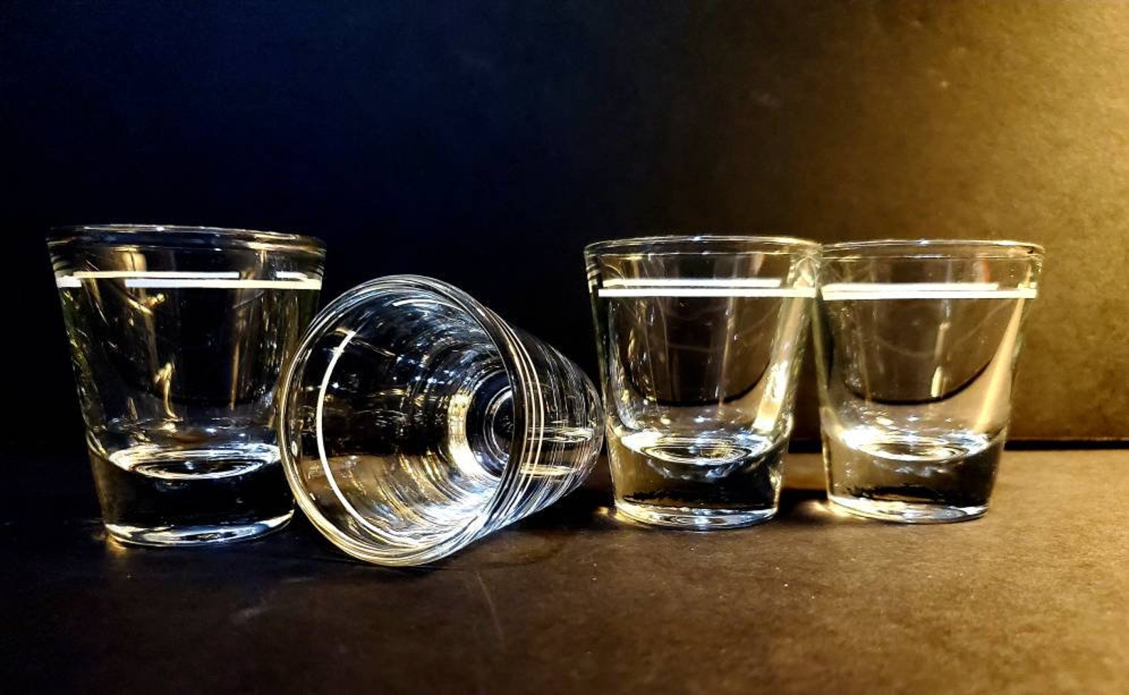 Vintage Glass White Line Shot Glass S/4 | Etsy