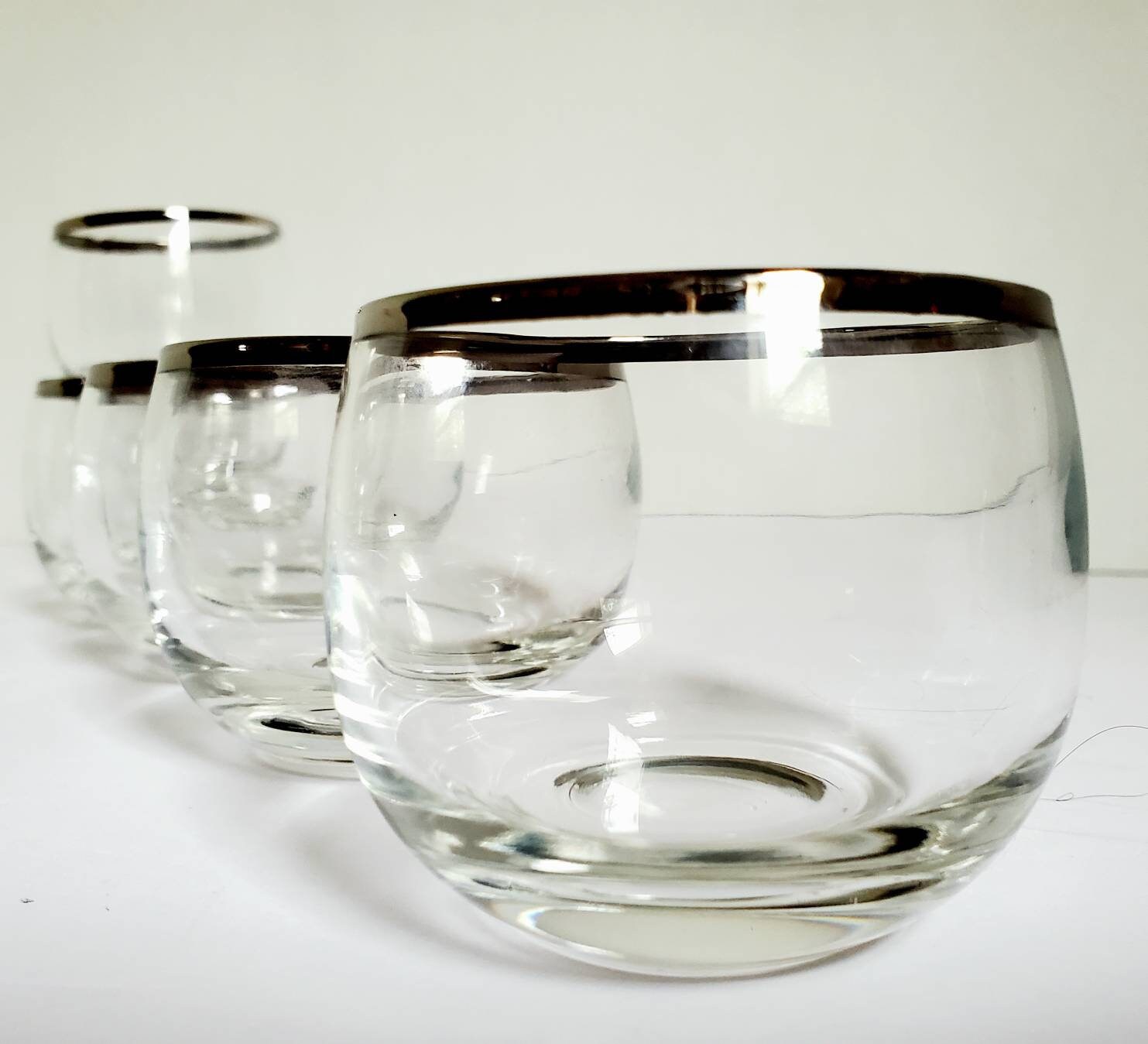 Mid Century Silver Fade Dorothy Thorpe Roly Poly Cocktail Glass S/6 ...