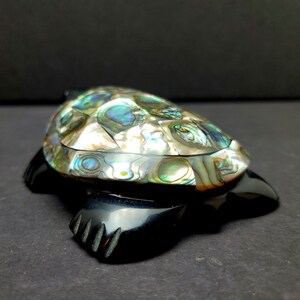Vintage Black Obsidian Abalone Mother of Pearl Shell Turtle Figurine - Etsy