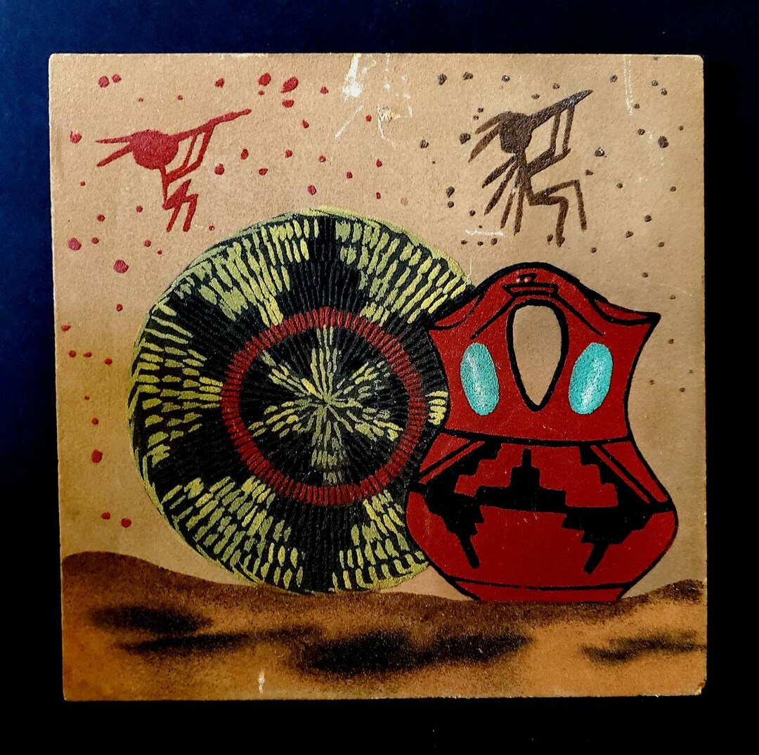 Vintage Native American Navajo Sand Art Paintings "end of Trail ...