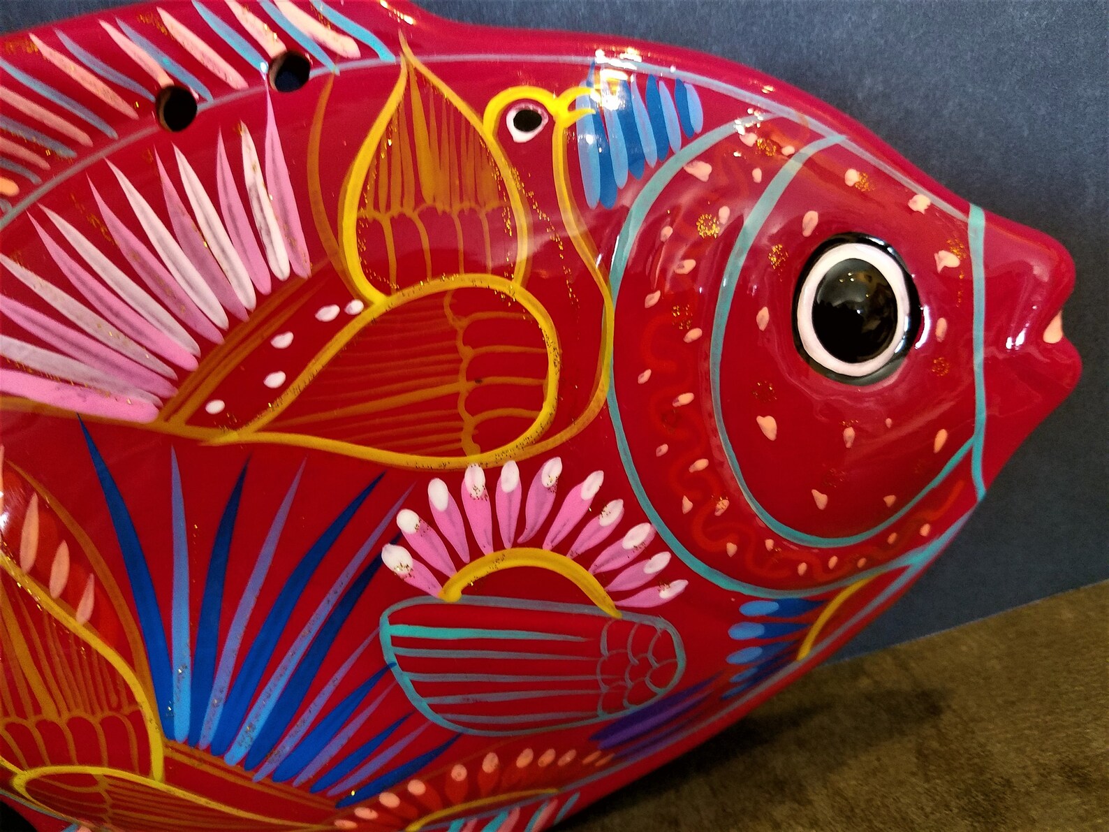 Vintage Mexican Red Clay Pottery Hand Painted Wall Décor Feat: - Etsy