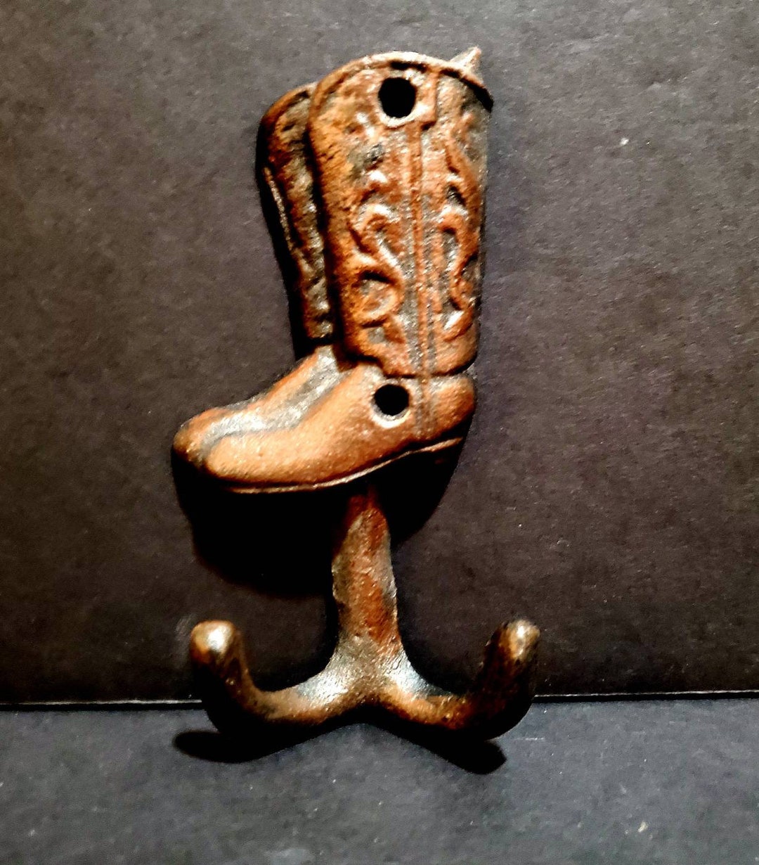 Iron Cowboy Boot Double Wall Hook Rustic Cowboy Decor Western Boot ...