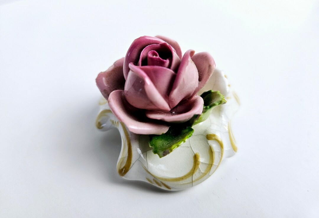 Antique Dresden Porcelain Pink Rose Capodimonte Style Pottery Dusty ...