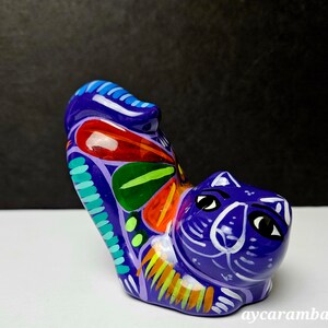 Vintage Handmade, Hand Painted Talavera Pottery Cat Figurine Bright ...