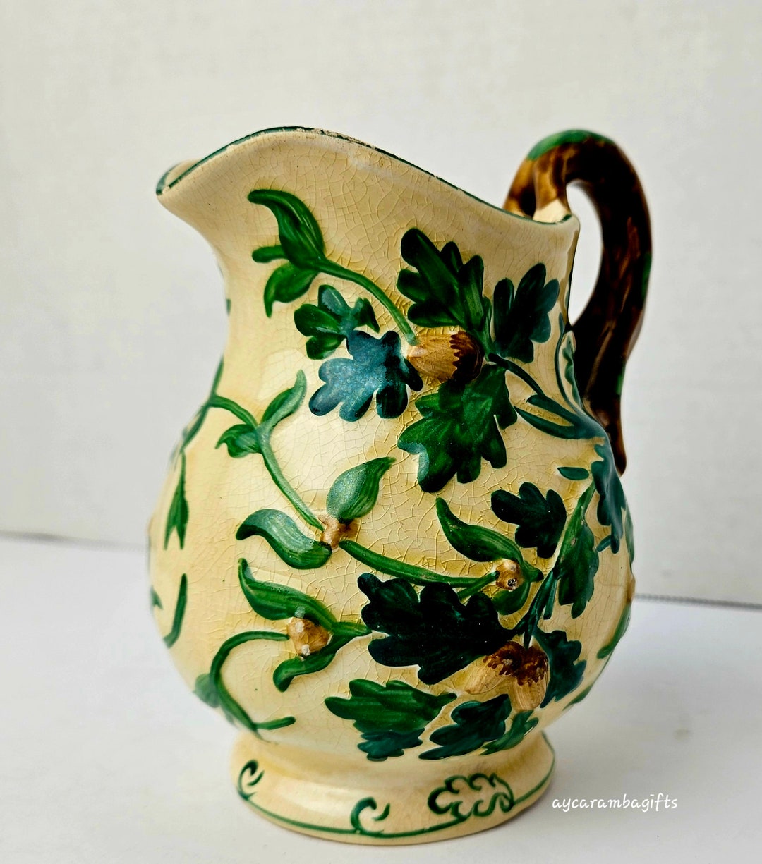 Vintage Hand-painted Mason's Oak Ironstone Majolica Pottery Jug ...