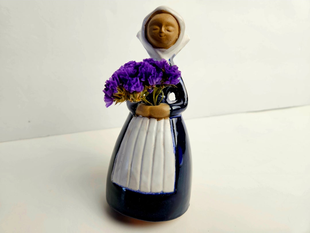 Vintage Enesco Swedish Maiden Vase: Cobalt Blue Dress, White Apron - Etsy