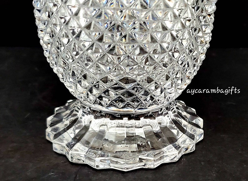 Vintage Sparkling Clear Diamond Point Crystal Rose Vase - Etsy
