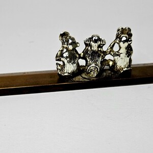 Vintage Three Wise Monkey's Solid Brass Ruler Paperweight/office Decor ...