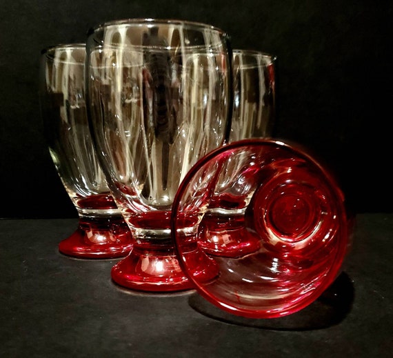 Vintage Libbey Ruby Red Footed Pilsner Glass S4 | Etsy