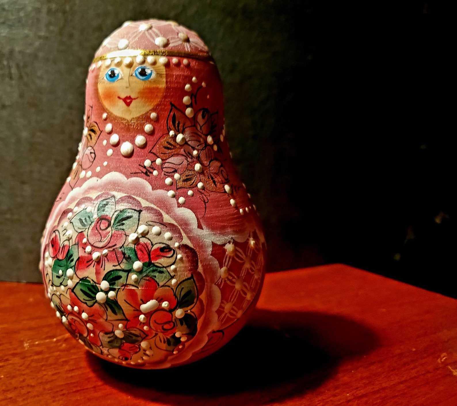 Vintage Handcarved Russian Roly Poly Musical Russian Doll Nesting Doll ...