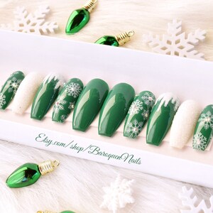 Evergreen Holiday Nails Glitter Icicles Press on Nails Crystal ...