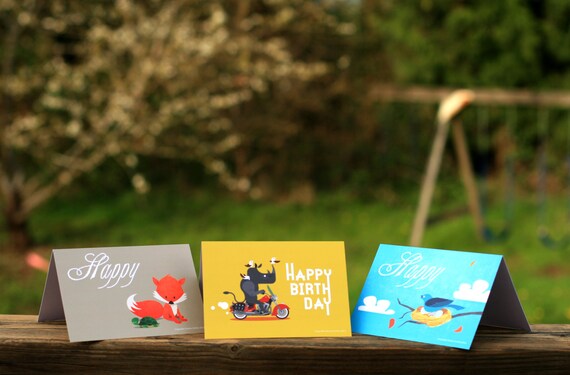 Items similar to Happy cards--set of 3 on Etsy