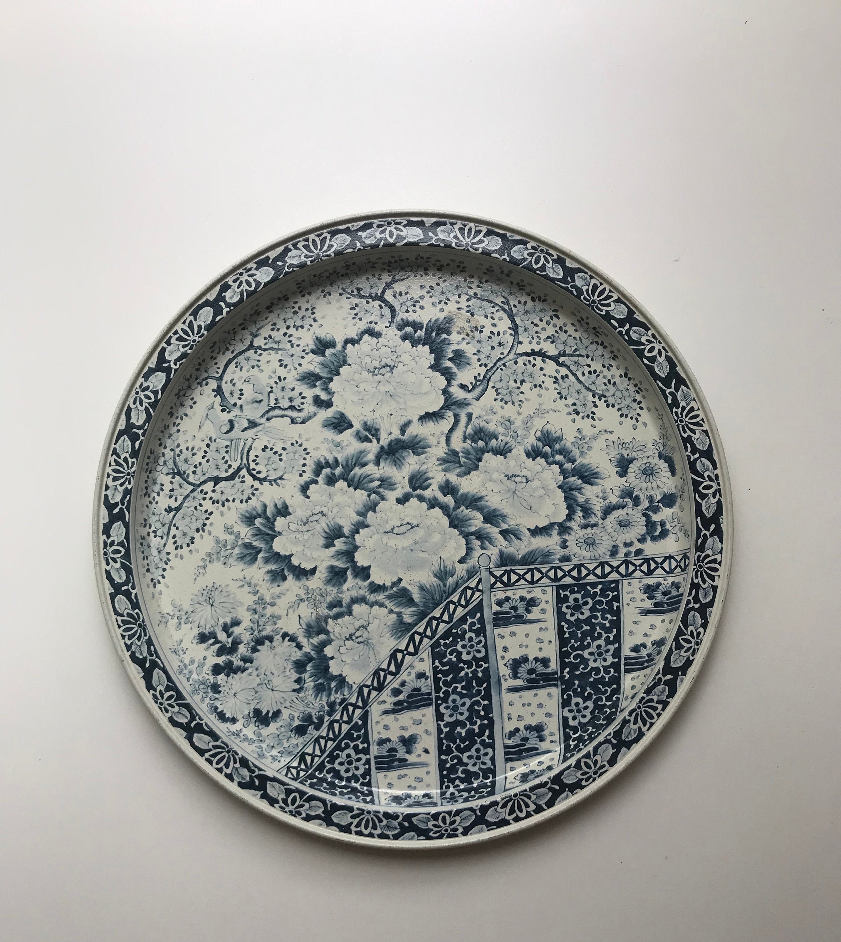 Blue White Toile Tray Plate Ming Floral Tin 5 Available - Etsy Denmark