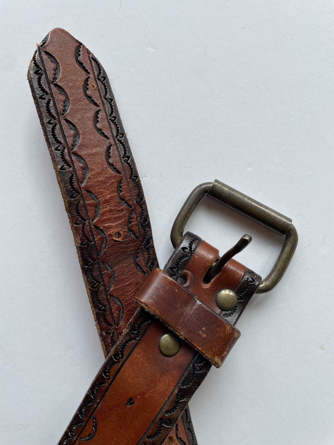 Vintage Cowboy Belt - Love! - Hand Tooled Leather - Rich Patina ...