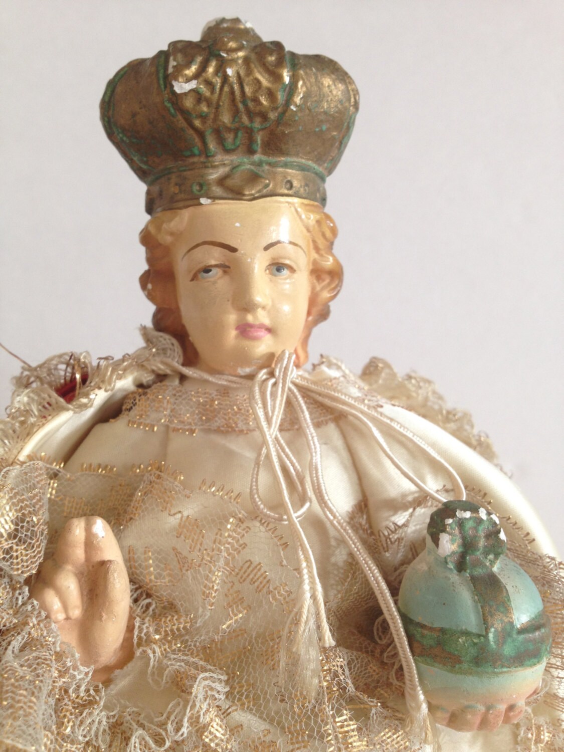 Baby Jesus Prague - Church Icon Symbol Figure - Distressed Chippy W ...