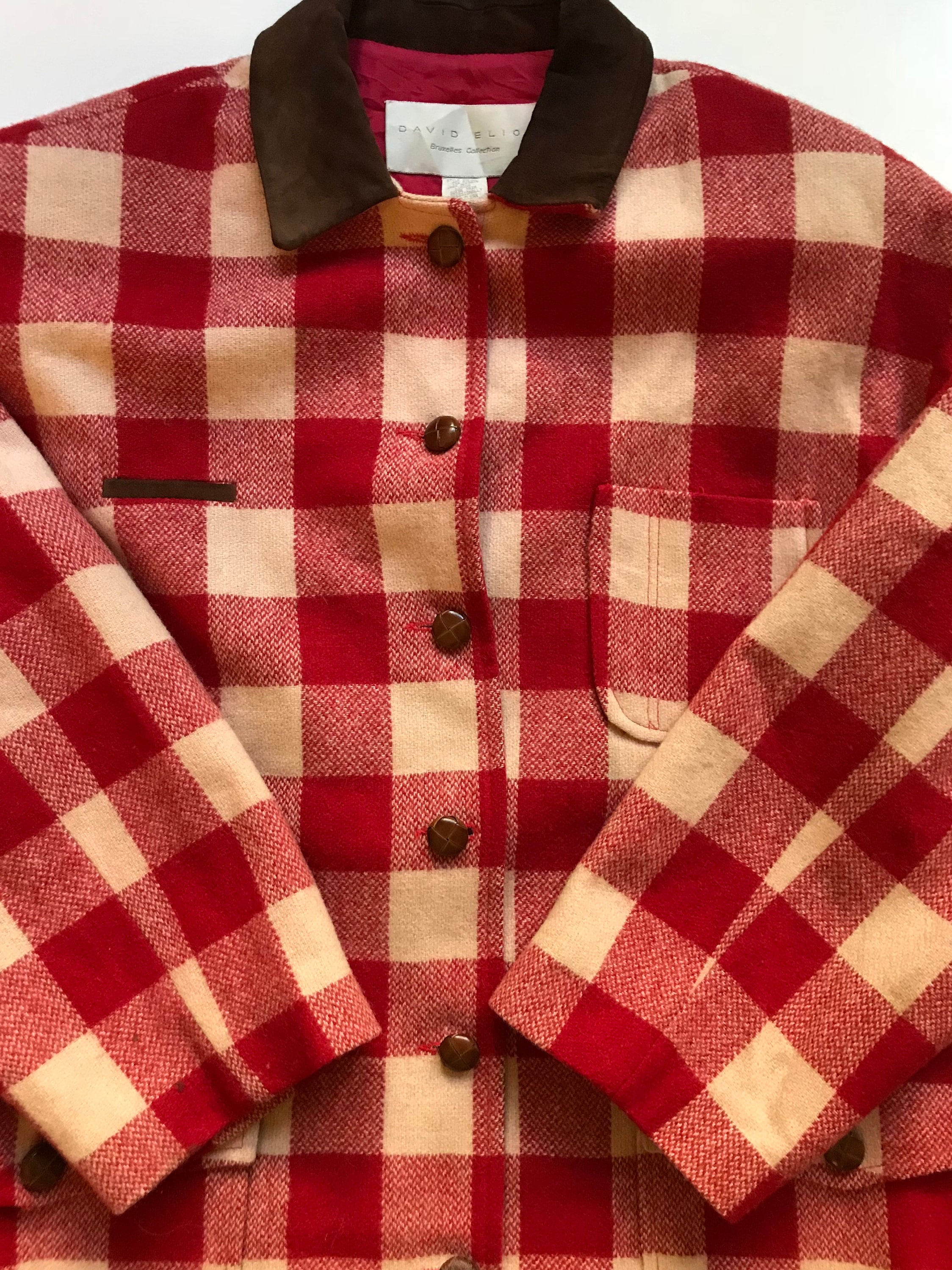 Red Checked Wool Coat Unbelievable so Cool Red & White - Etsy