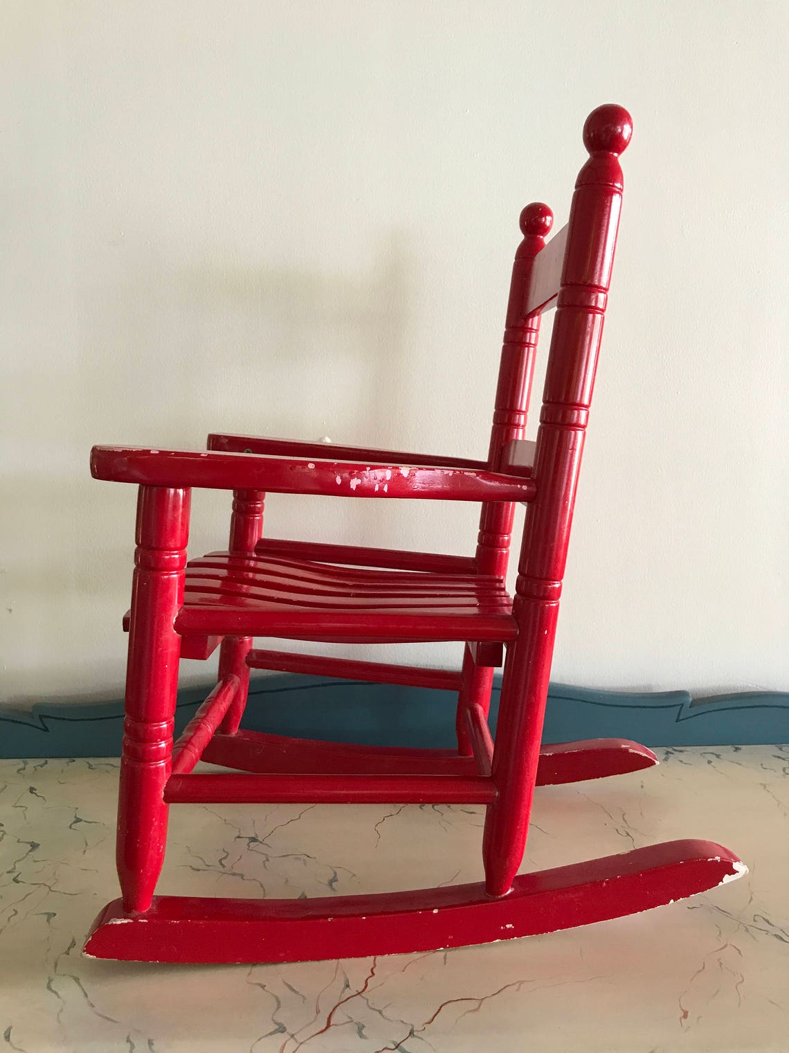 Red Rocking Chair For Kids Charming Small Old School | Etsy