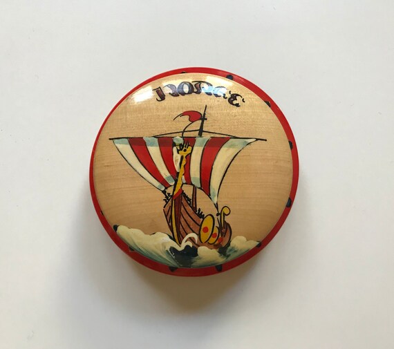 Norway Folk Art Painted Box Viking Ship Design on | Etsy