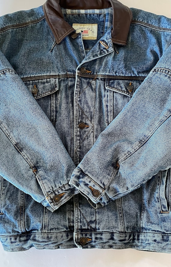 Jean Jacket Lined in Blue Plaid! - Sublime- Vintage … - Gem