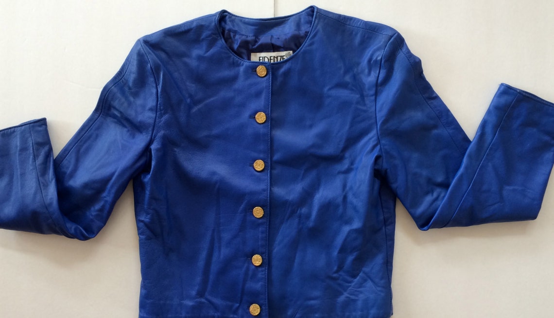 Blue Leather Dress Jacket & Skirt / Deep Cobalt Blue and Soft | Etsy