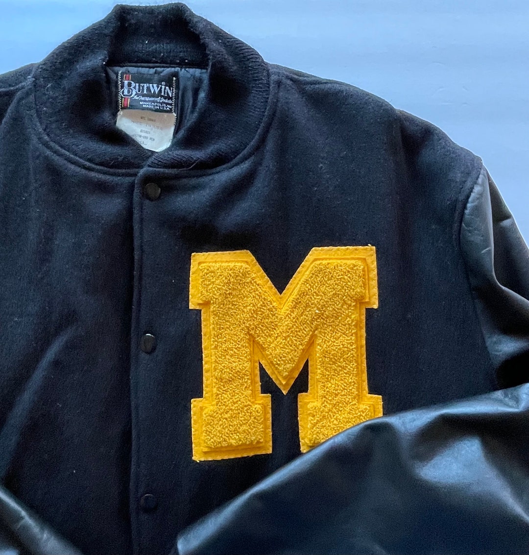 Varsity Bomber Letter Jacket - Amazing School Jacket W Leather Sleeve ...