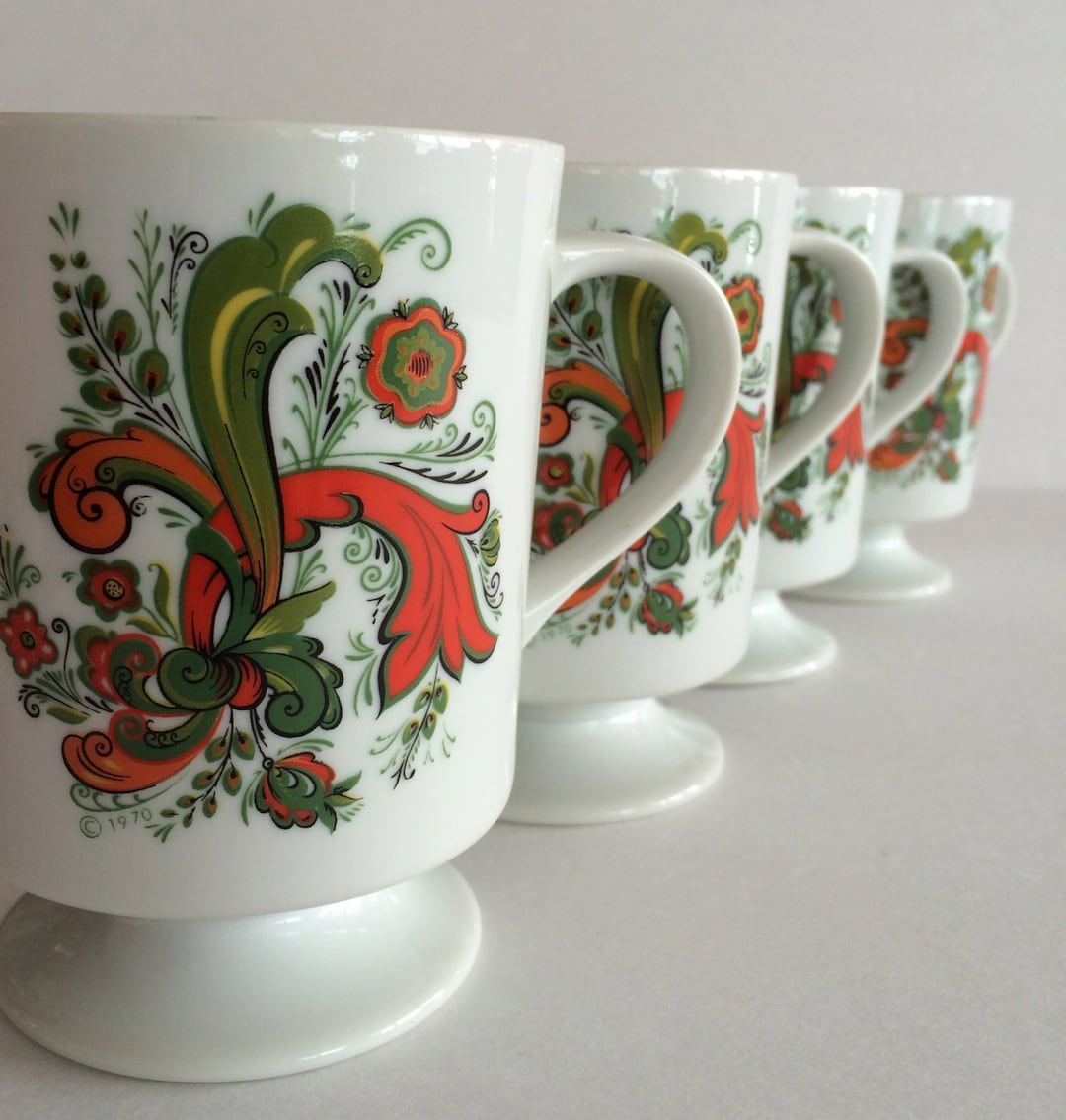 Norway Rosemaling Mugs Scandinavian Folk Art Bergen Coffee Cup Mug ...