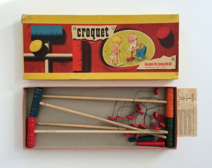 Vintage Croquet Set for Kids Great Color Pattern & Design Love the ...