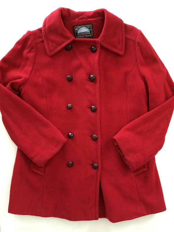 Red Pea Coat - Mackintosh Red Coat - Cranberry Red W… - Gem