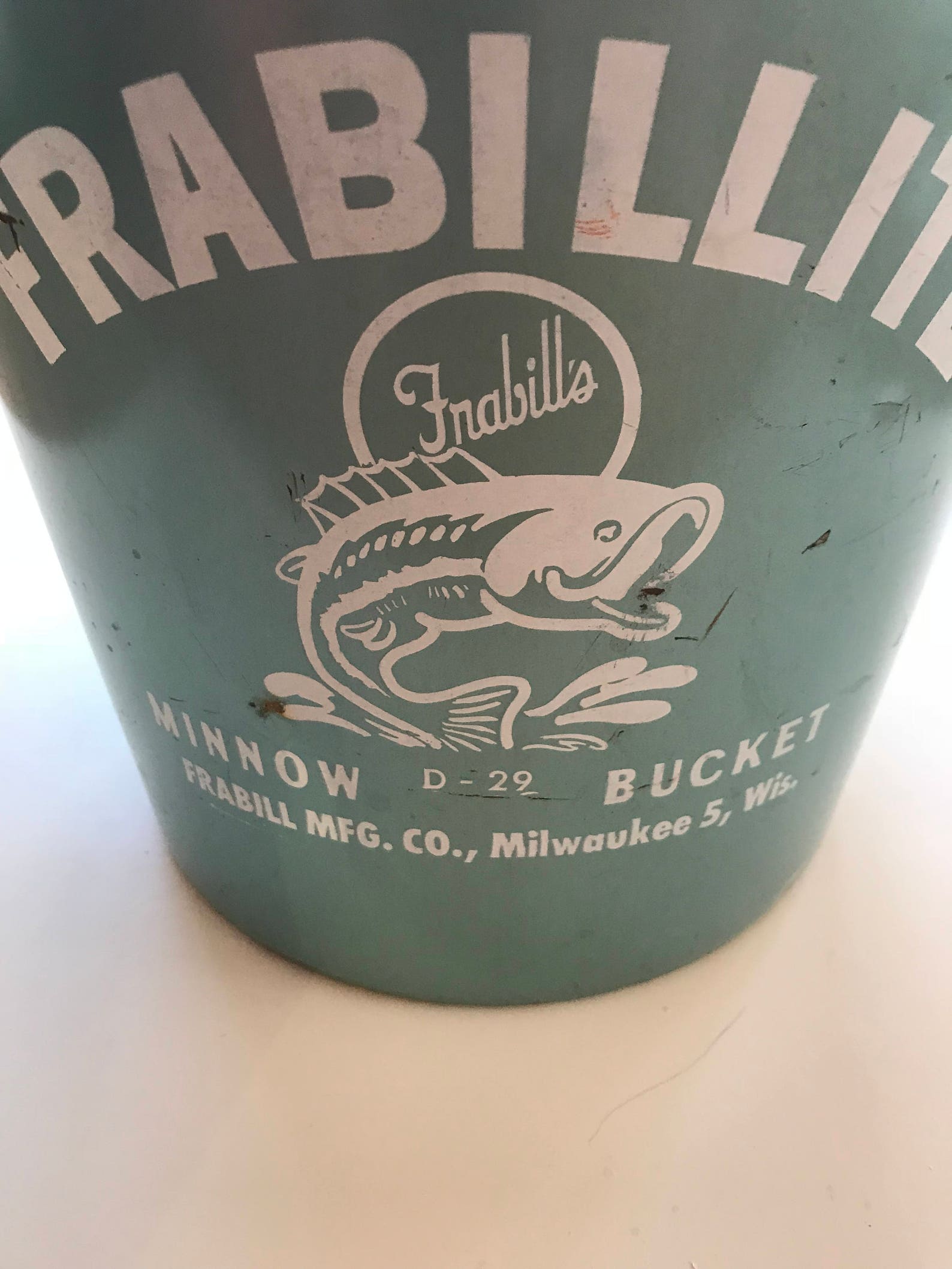 Vintage Minnow Bucket Galvanized Fishing Pail W Cool Fish Graphics ...