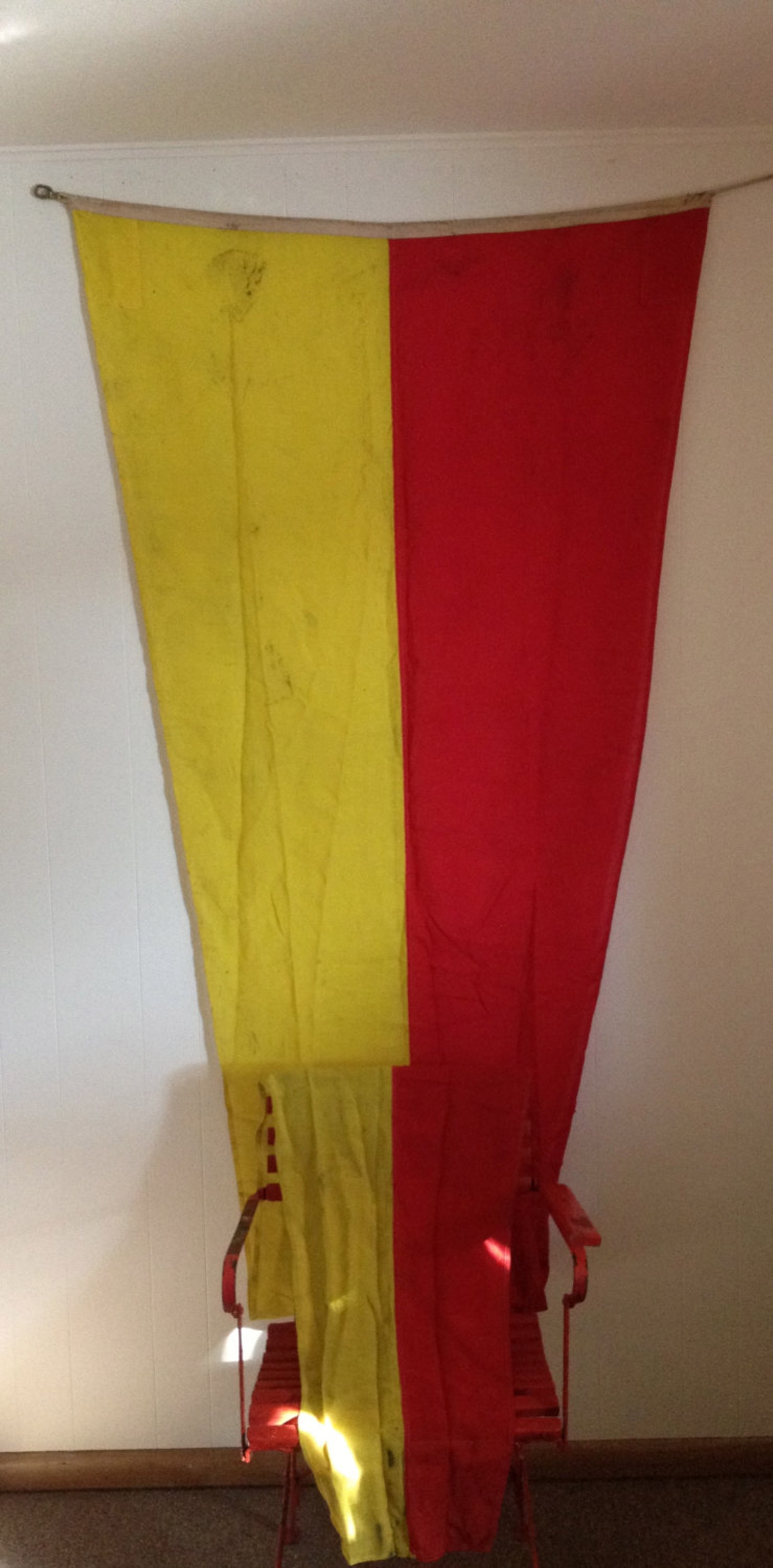 Vintage Nautical Flag Pennant in Red Yellow / Stripe Military Maritime ...